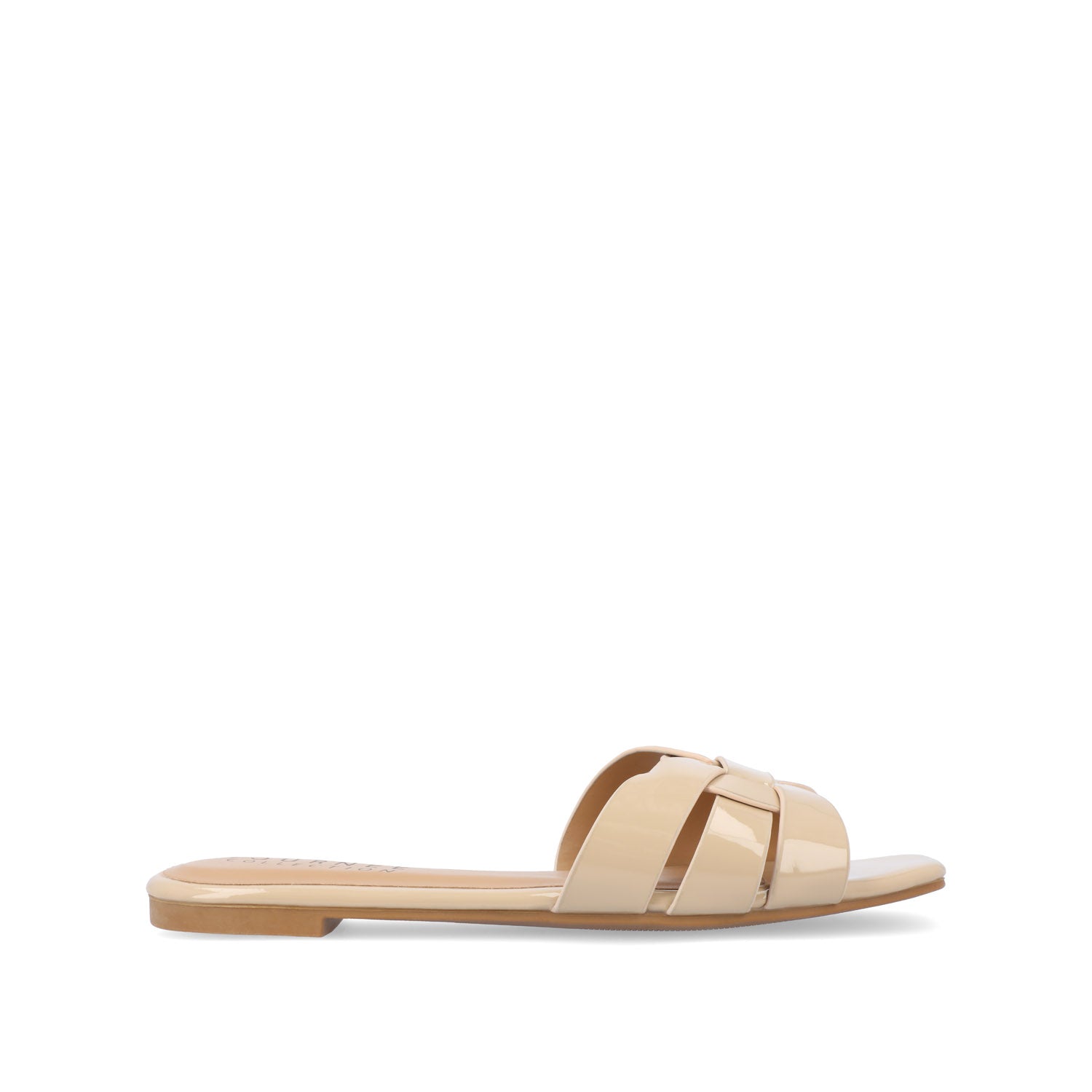 ARRINA BASIC PATENT SLIDE SANDALS IN WIDE - Nude Patent