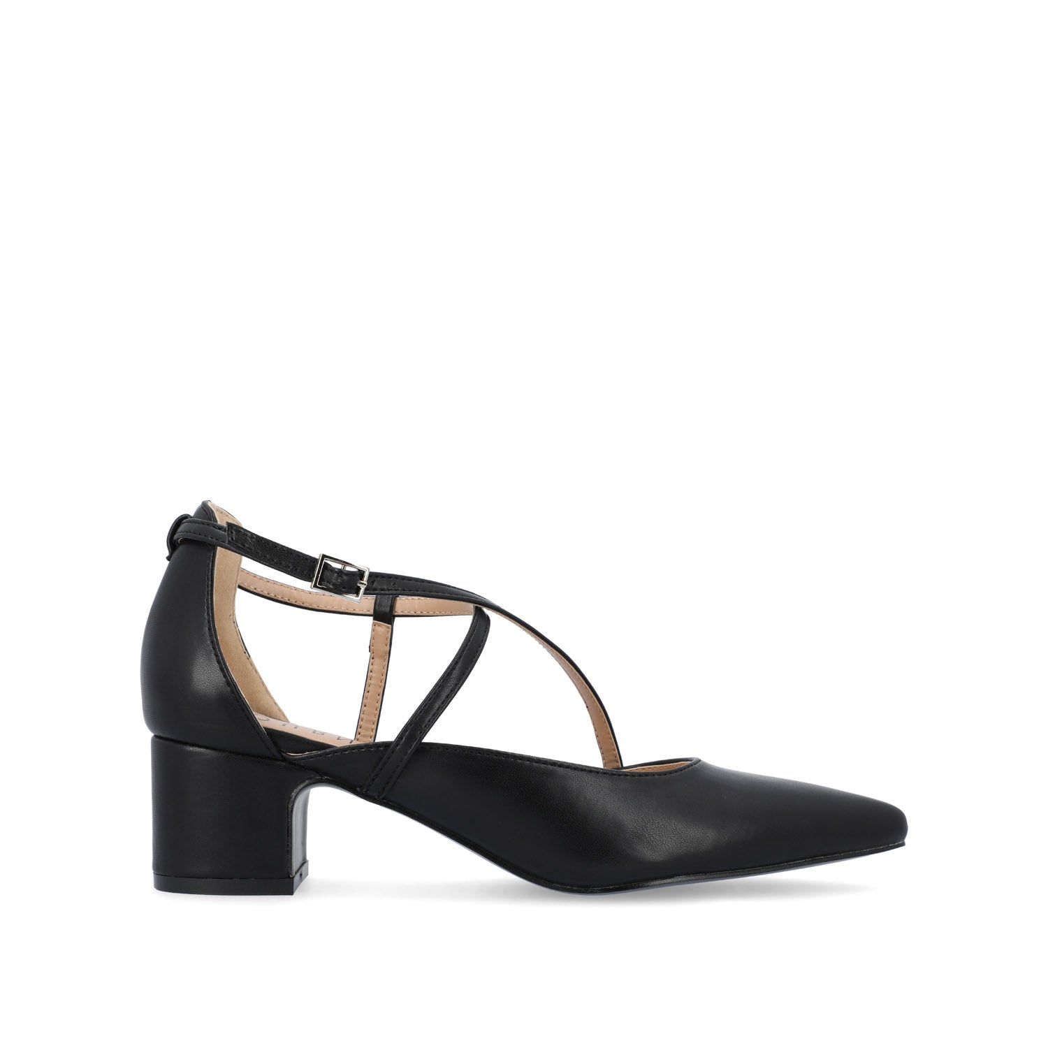 GALVINN LOW BLOCK HEELS IN WIDE - Black PU