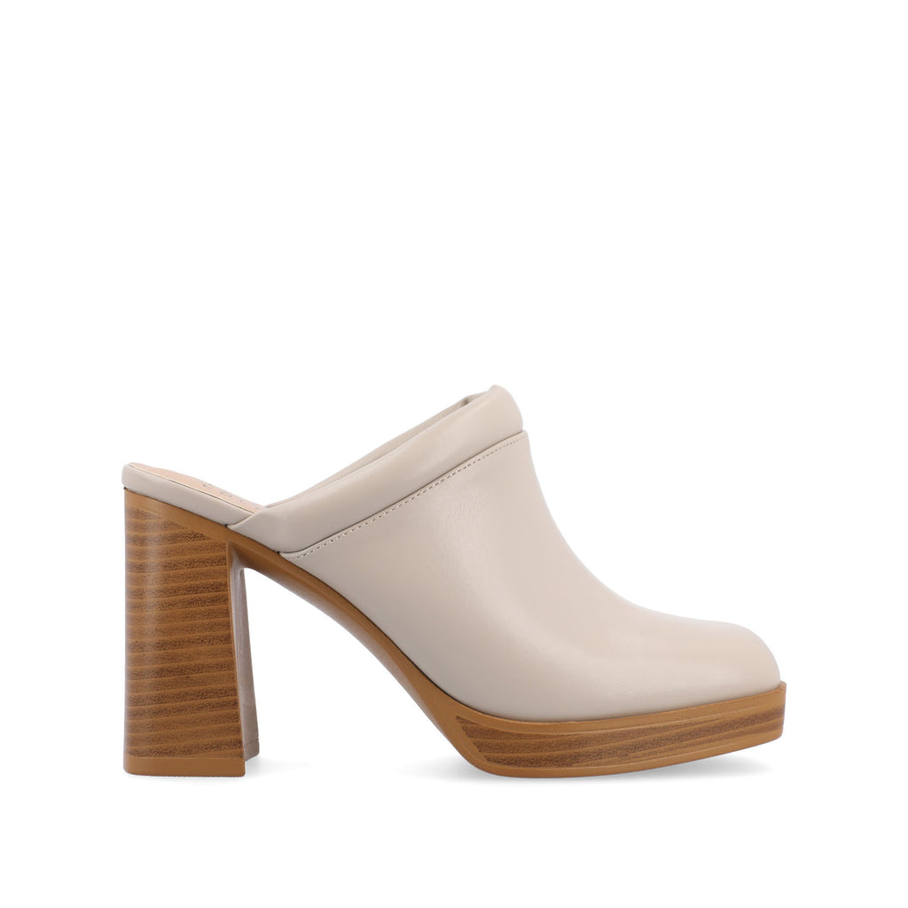IZARA BLOCK HEELED MULES IN FAUX LEATHER – Journee
