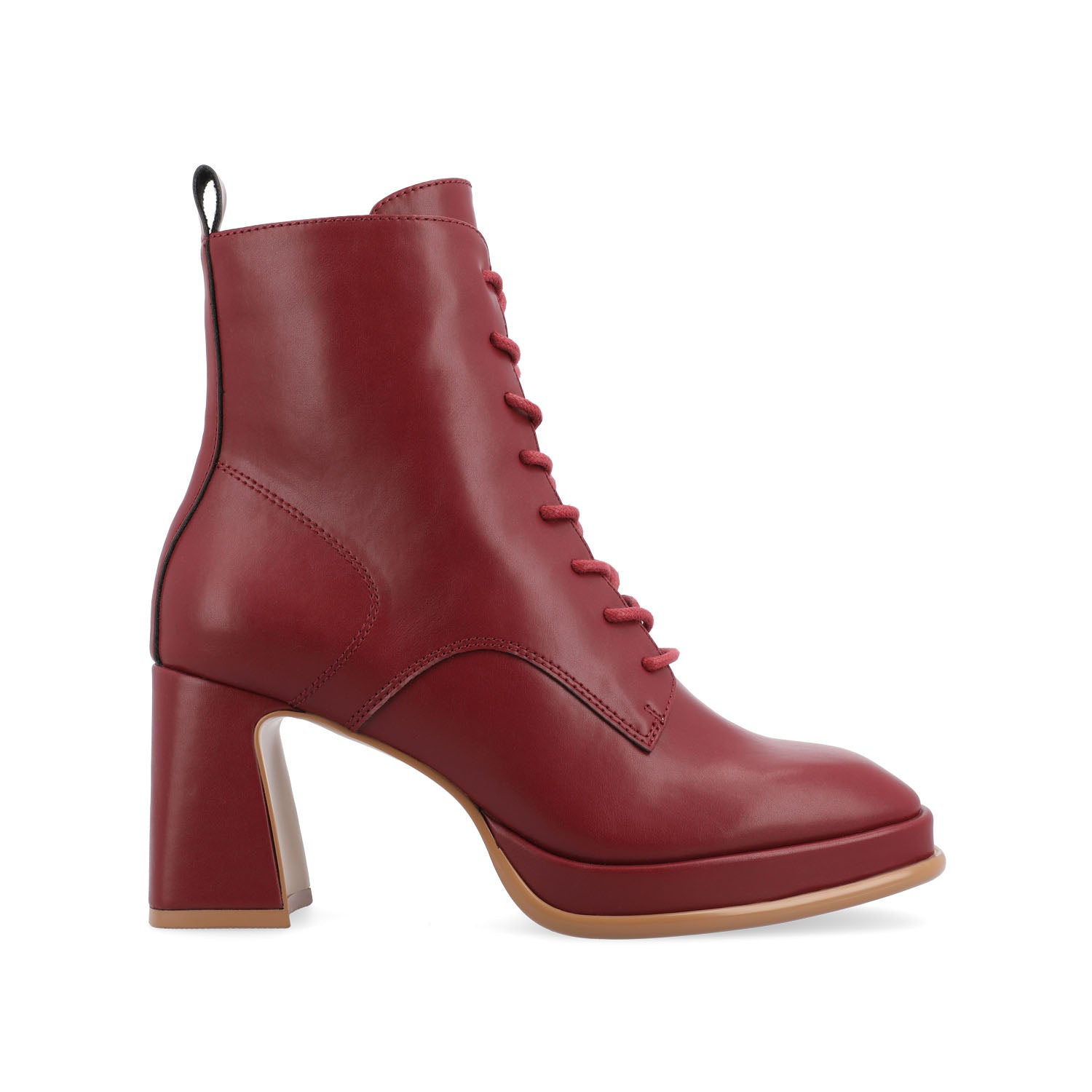 KALINDI LACE-UP BOOTIES IN VEGAN LEATHER - Red PU