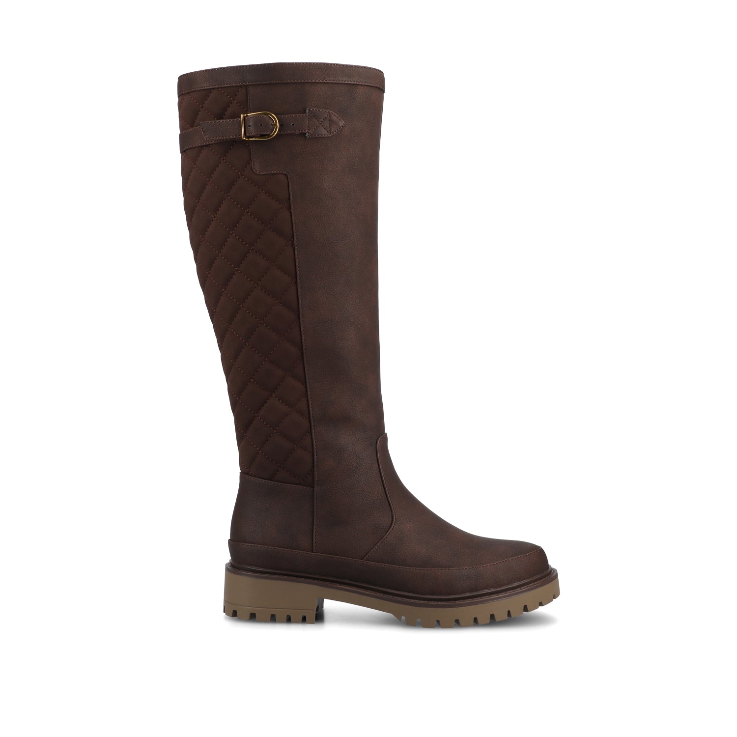 ZEMMIE QUILTED BOOTS IN WIDE CALF - Vintage Chocolate